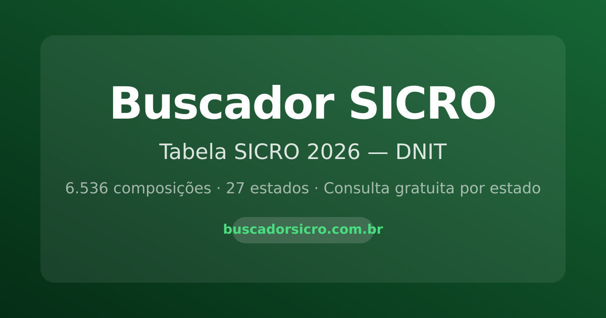 SICRO por Estado Janeiro/2026 — Tabela DNIT